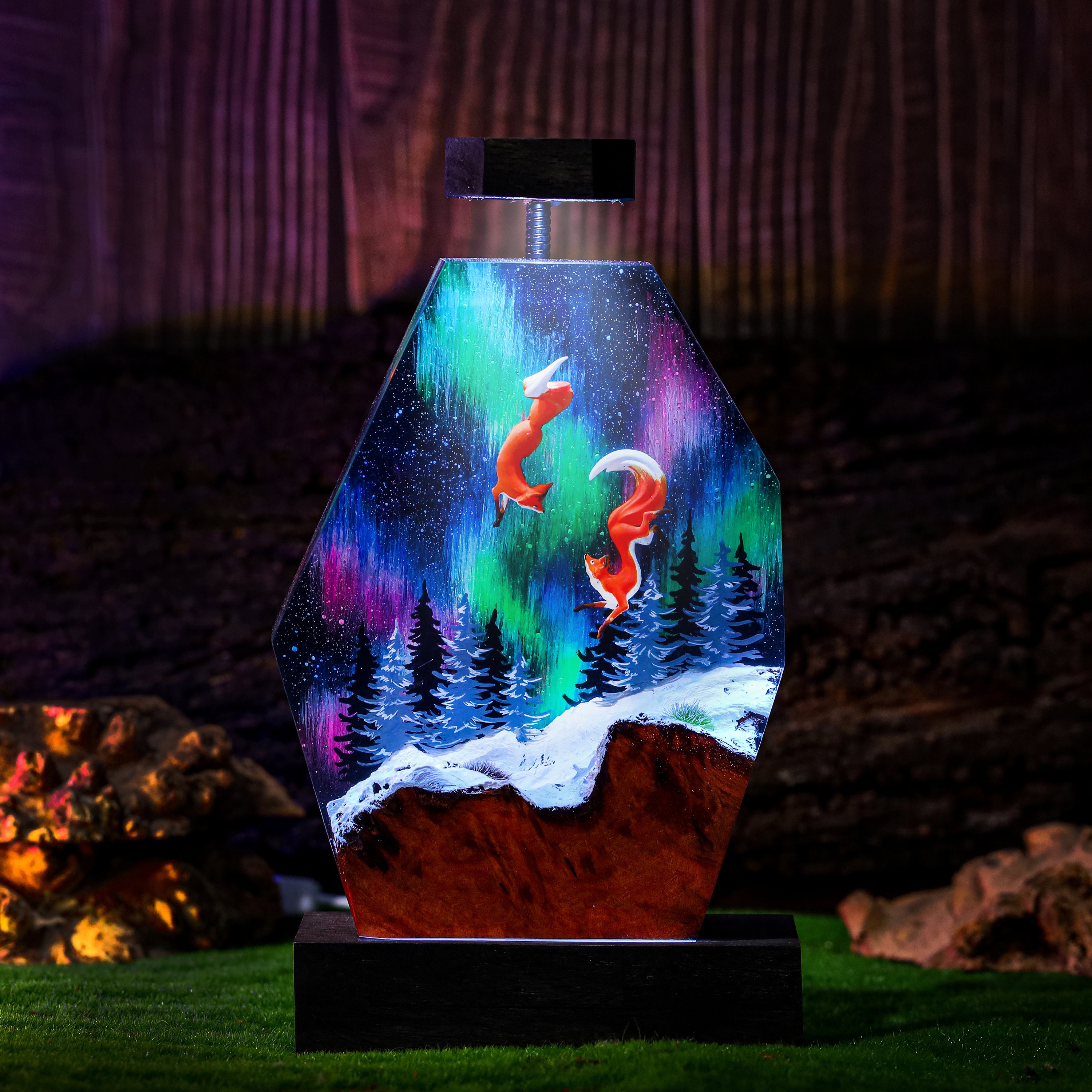 Fox in Aurora Borealis Night Lamp Northern Lights Lamp Alaska Decor ...