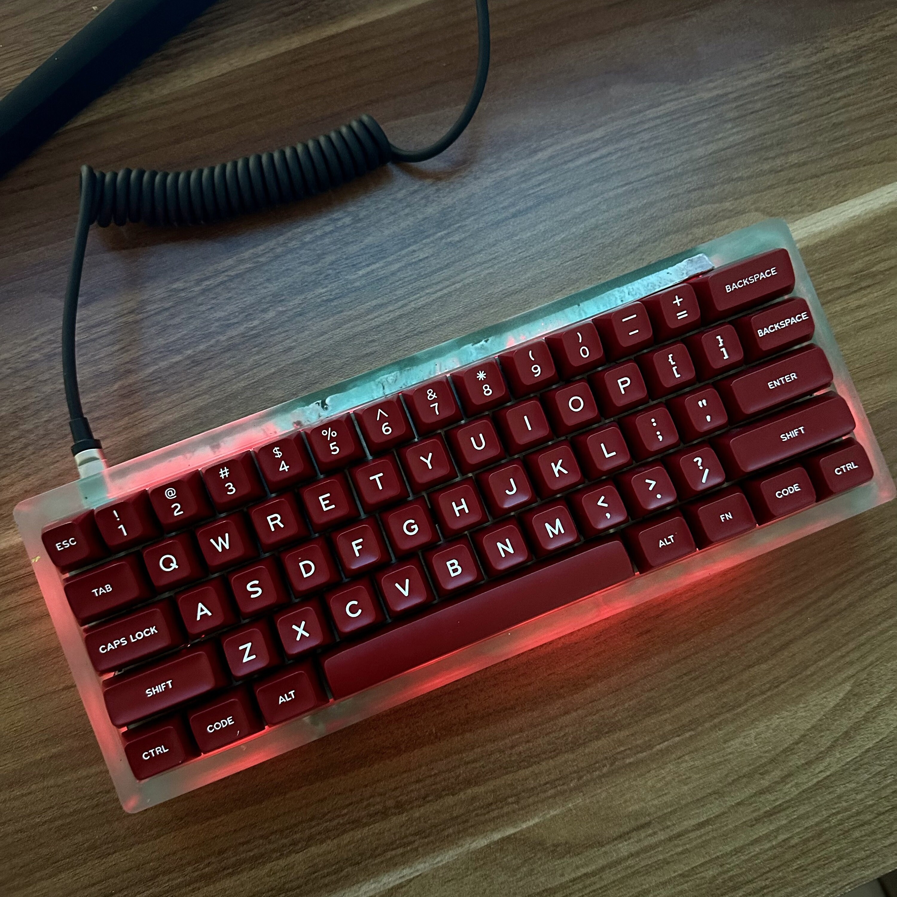 Blacklit Wood and Resin Case for 60% Mechanical Keyboards, Wood Case ...