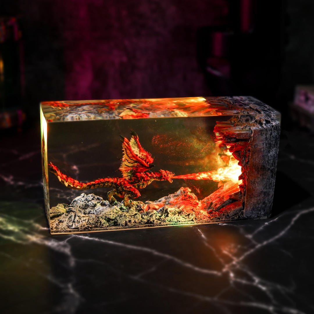 Fire Dragon Resin Lamp, Dragon Legend Diorama, Dragon Figures, Dragon ...