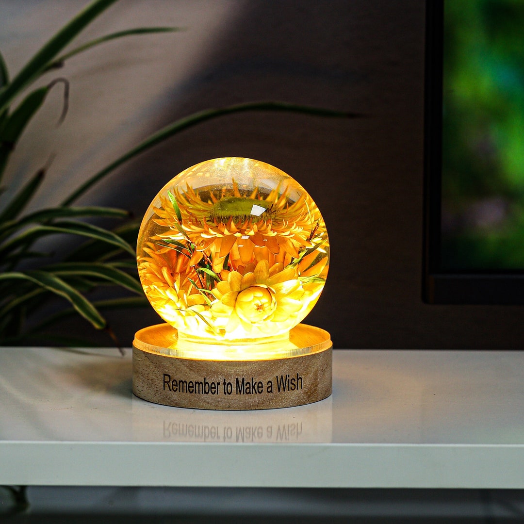 Immortal Flowers Night Light, Flower Night Lamp, Real Dandelion Puff ...