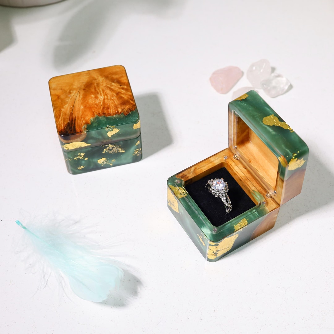 Unique Resin ENGAGEMENT RING BOX From Epoxy and Wood, Engagement Ring ...