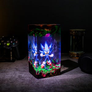 Sonic Hedgehog Personalized Night Light So,nic Epoxy Lamp Birthday ...