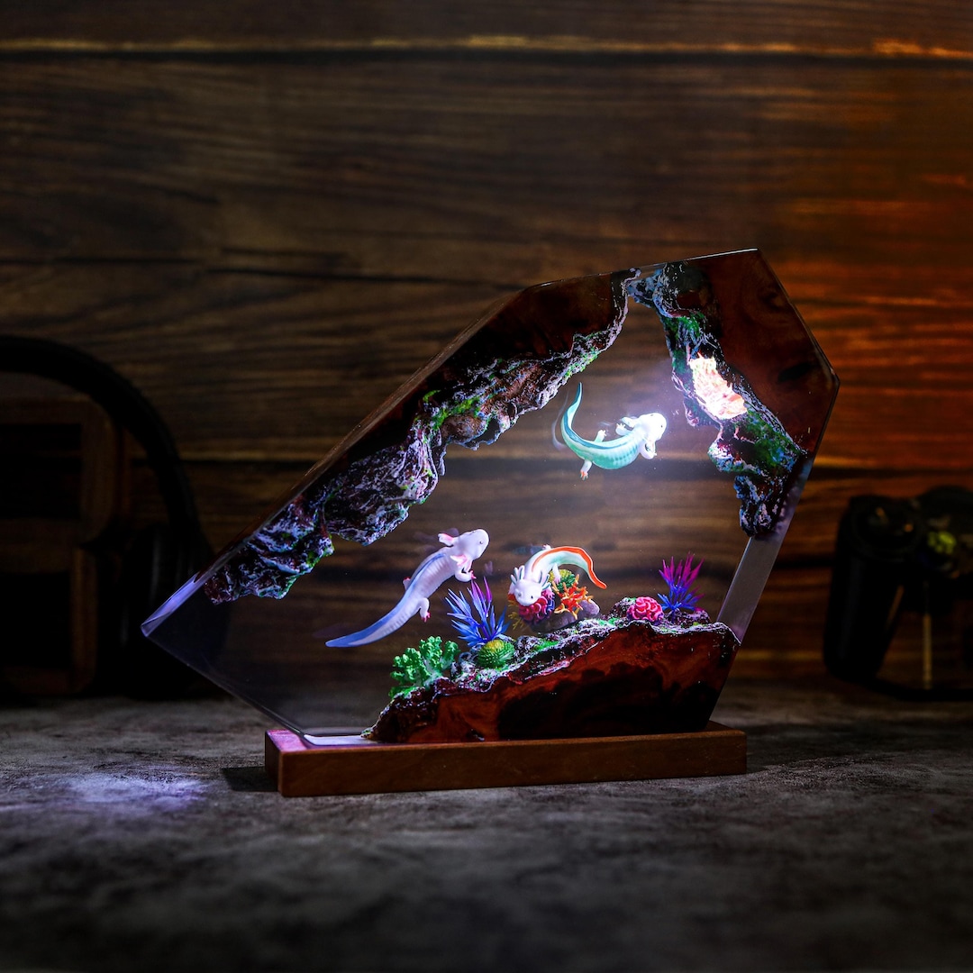 Axolotl or Mexican Salamander Resin Lamp, Sea Creatures Lamp, Coral ...