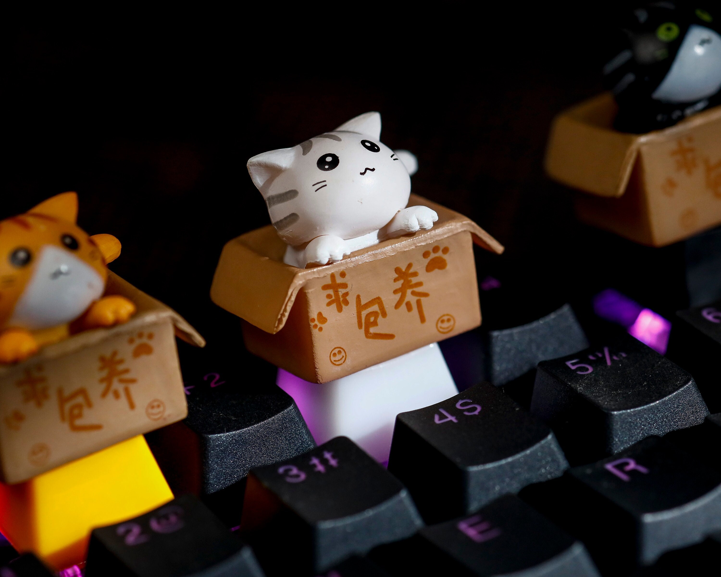 Cute Cat Keycaps Handmade SA and OEM Keycaps Kitty Resin - Etsy UK