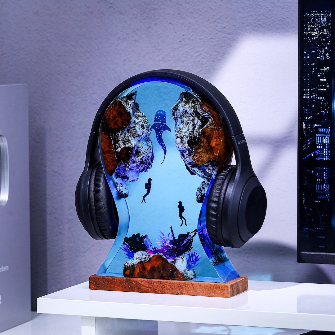 Custom Headphone Stand, Office Decor, Headset Artwork Holder and Resin ...