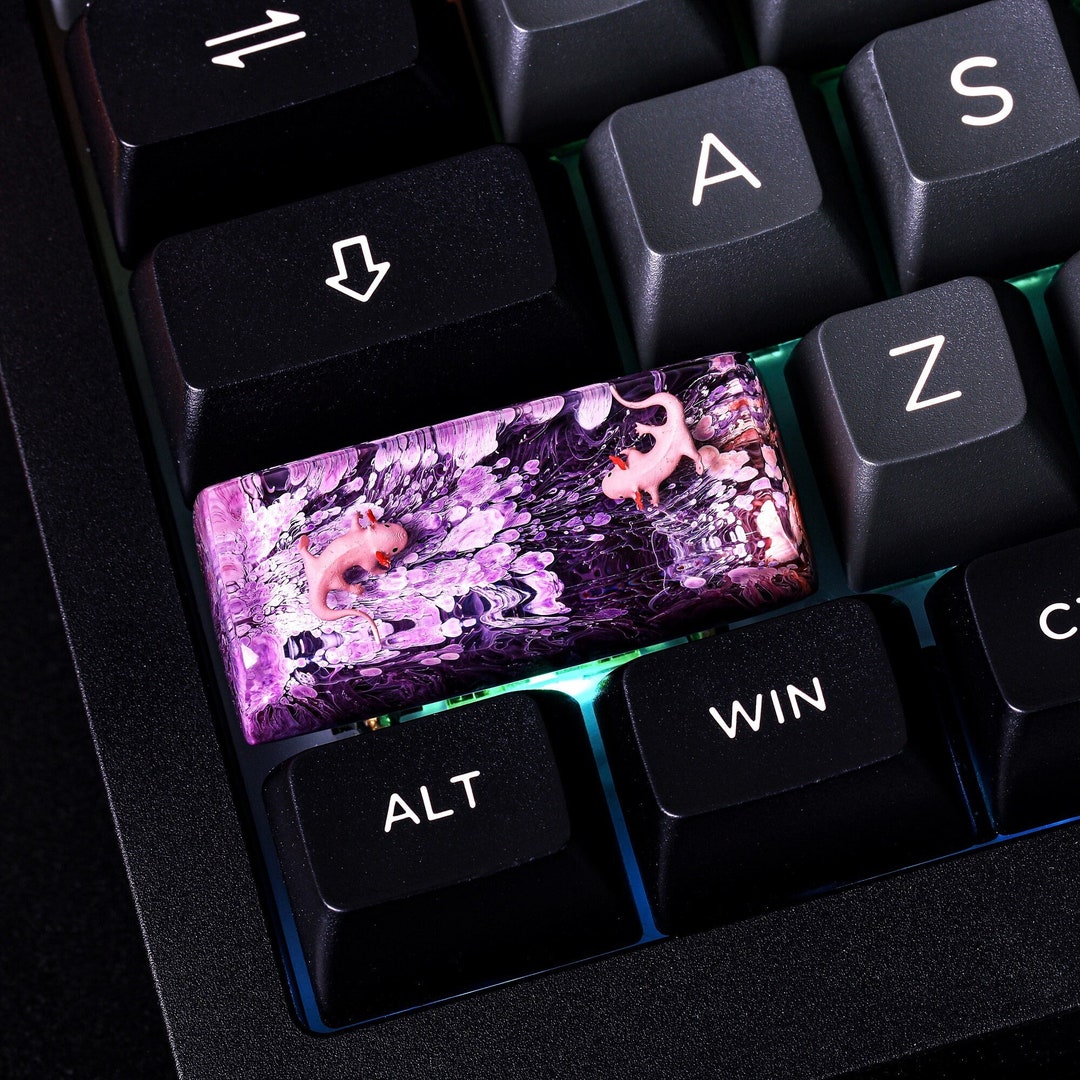 Black and Purple Axolotl Keycap SA Profile, Black Axolotl Resin Keycap ...