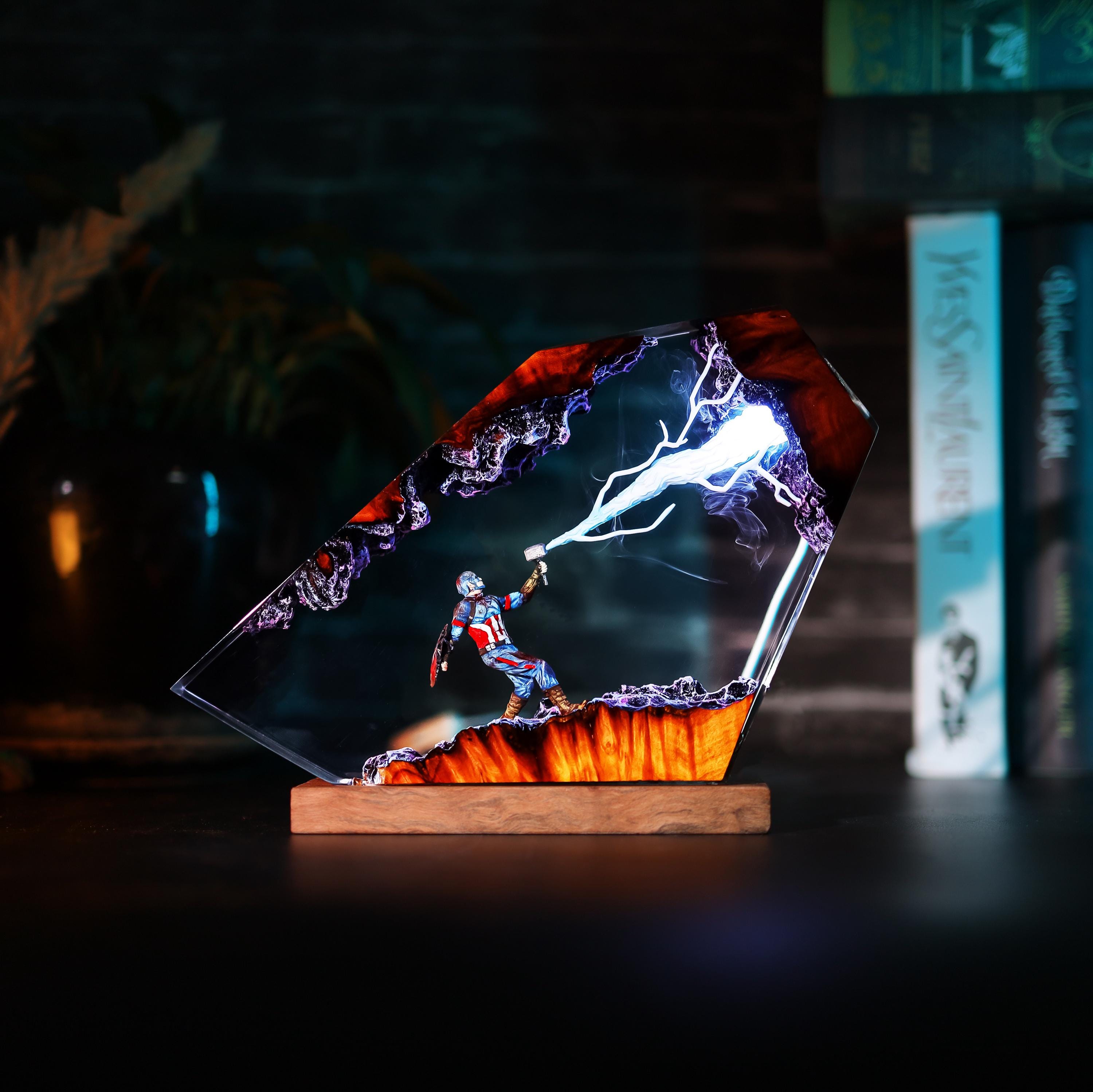 Super Soldier Shield Epoxy Lamp, Handmade Captain Resin Light ...