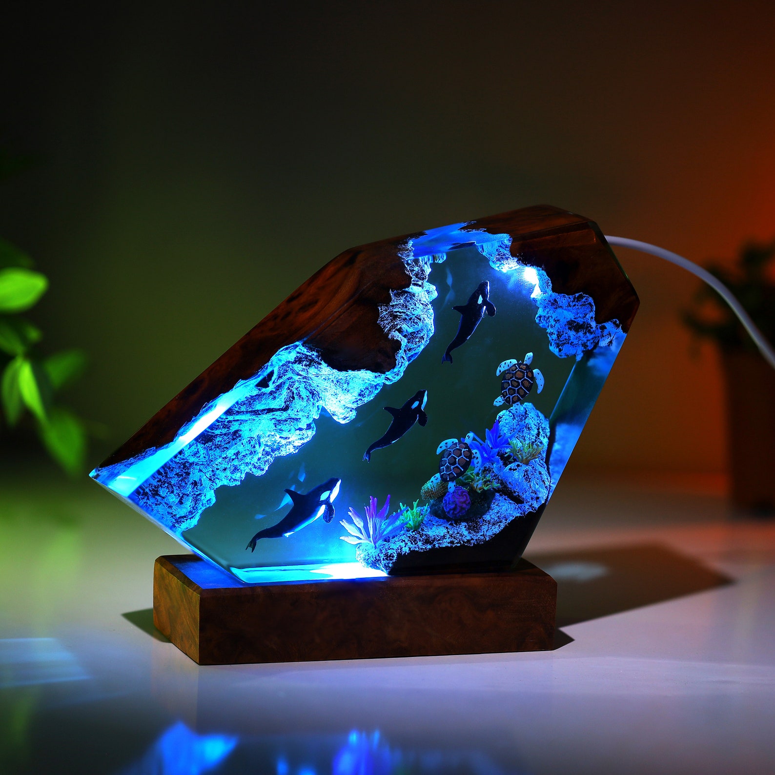 DOLPHIN Epoxy Lamp, Custom Epoxy Resin Lamp, Resin Night Light, Resin ...