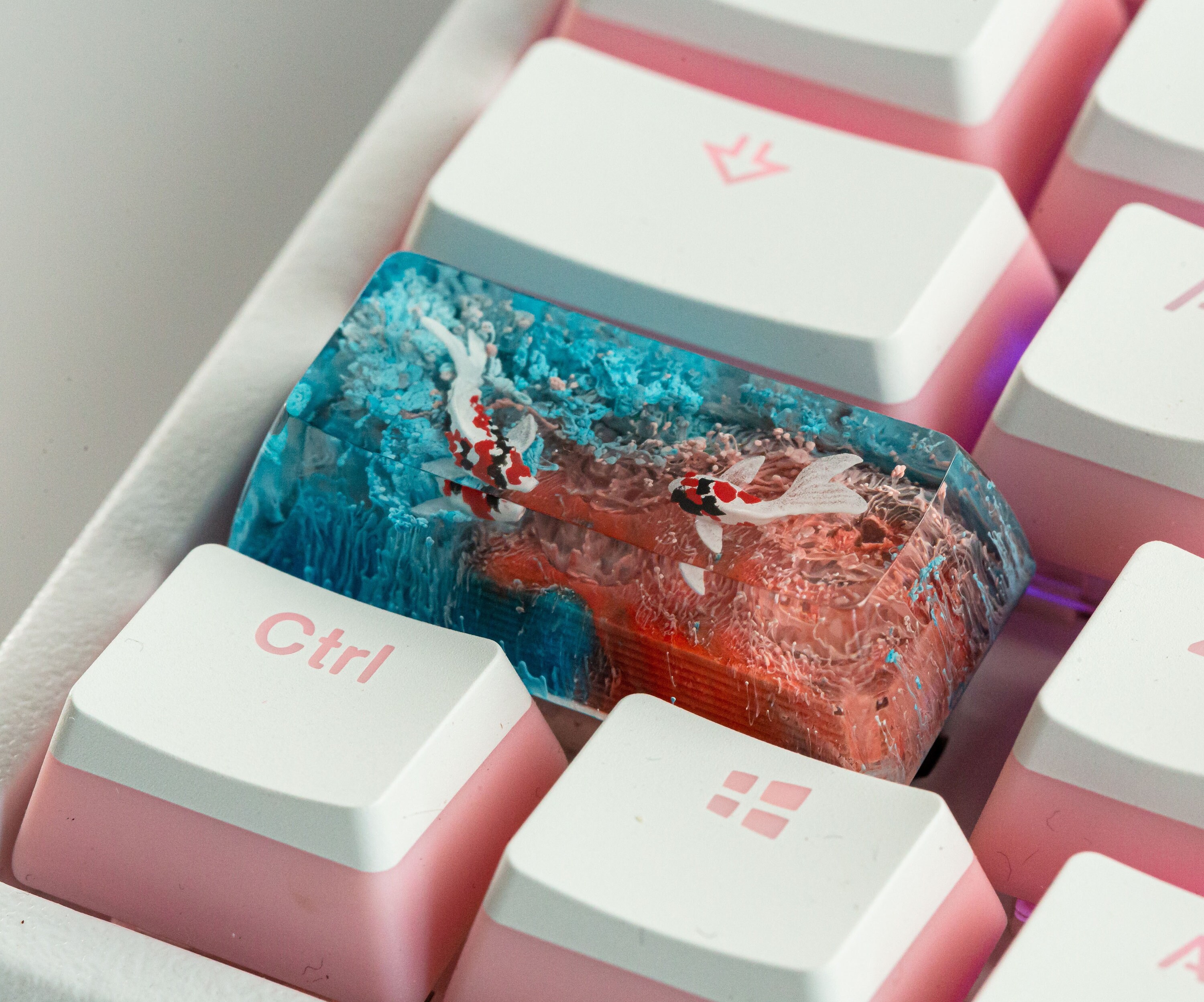 Blue Coral Koi Resin Keycap Artisan Enter SA Keycaps Coral | Etsy