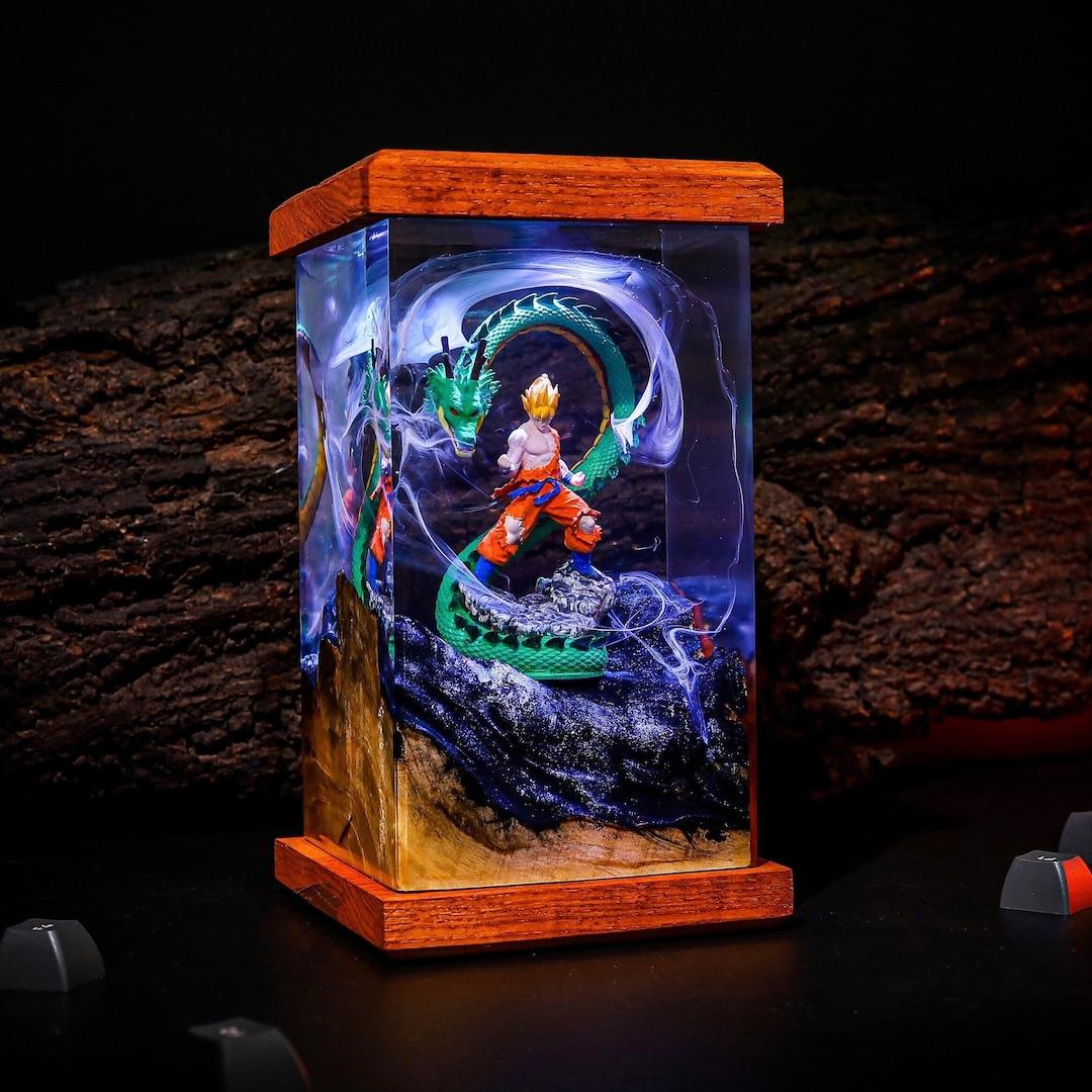 ANIME Night Lamp Epoxy Lamp Handmade From Wood and Resin Custom Anime ...