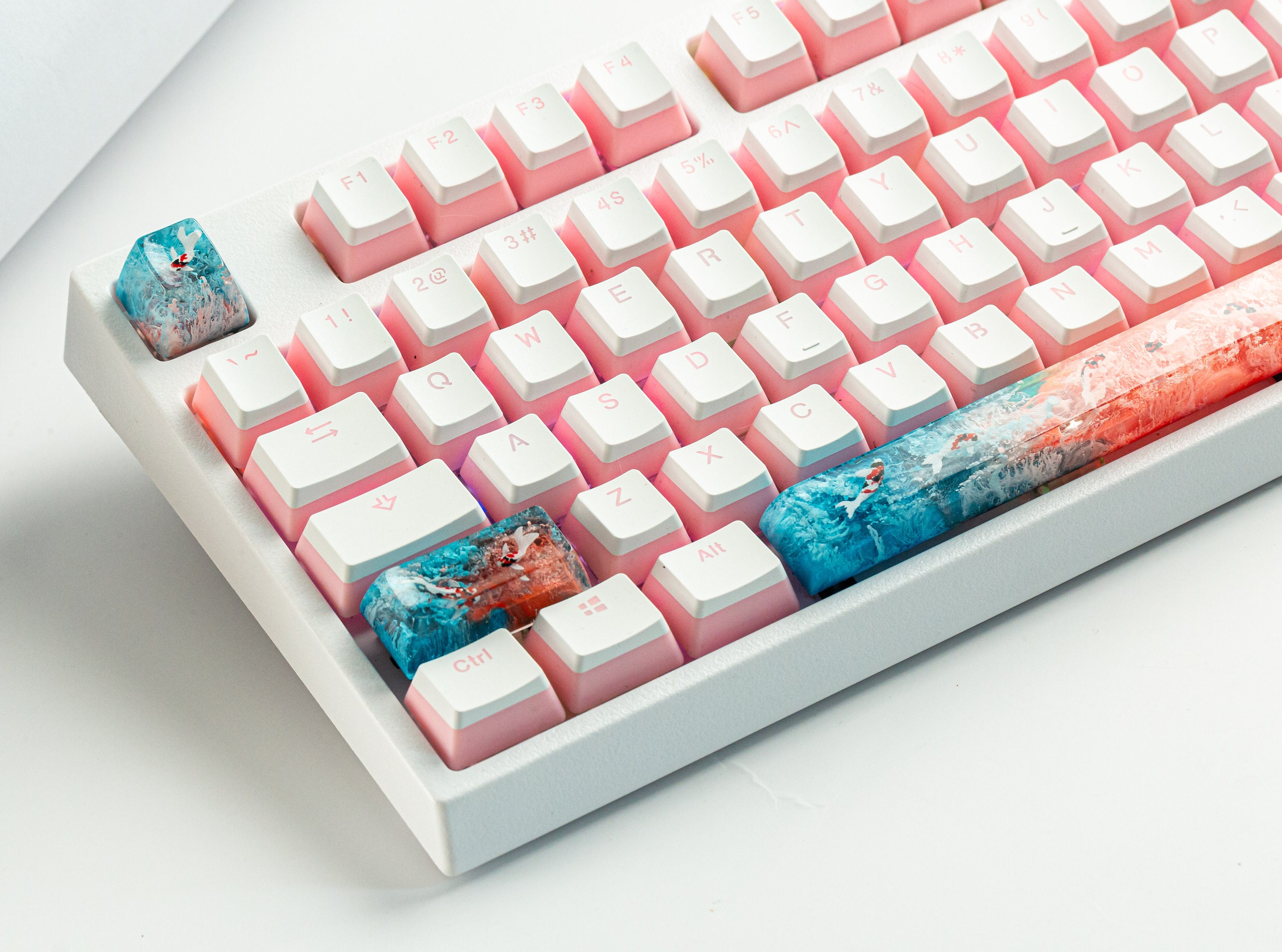 Blue Coral Koi Resin Keycap Artisan Enter SA Keycaps Coral | Etsy