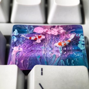 Blue and Purple Koi Resin Keycap | Artisan Keycap Handmade SA and OEM ...
