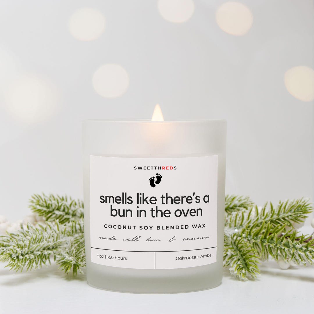 Smells Like There's A Bun in the Oven Candle, Baby Shower Gift, New ...