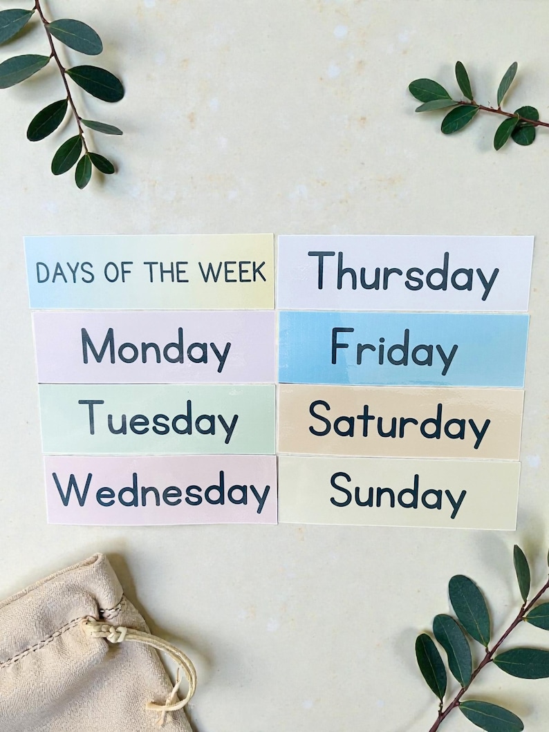 Days of the Week Pastel Flashcards: Learning, Education (PDF Download ...