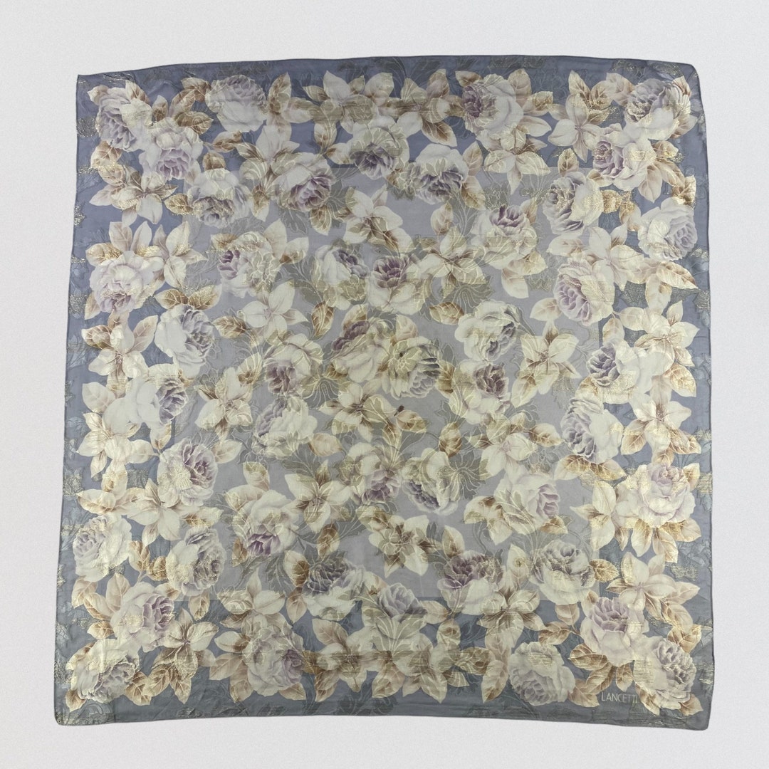 Vintage Lancetti Silk Scarf, 90s Floral Scarf, Square Scarf, Women ...