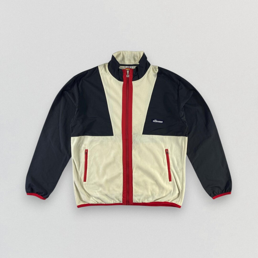 Vintage Ellesse Jacket Spell Out Color Block Windbreaker Jacket Zipper ...