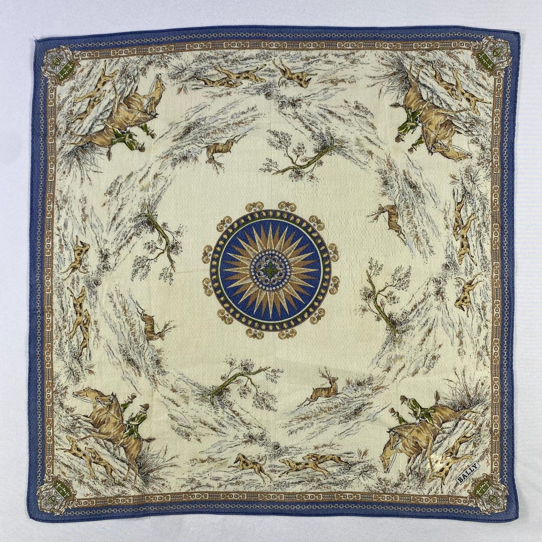 Vintage Bally Handkerchief, Bally Bandana, Bally Neckerchief, Bally ...
