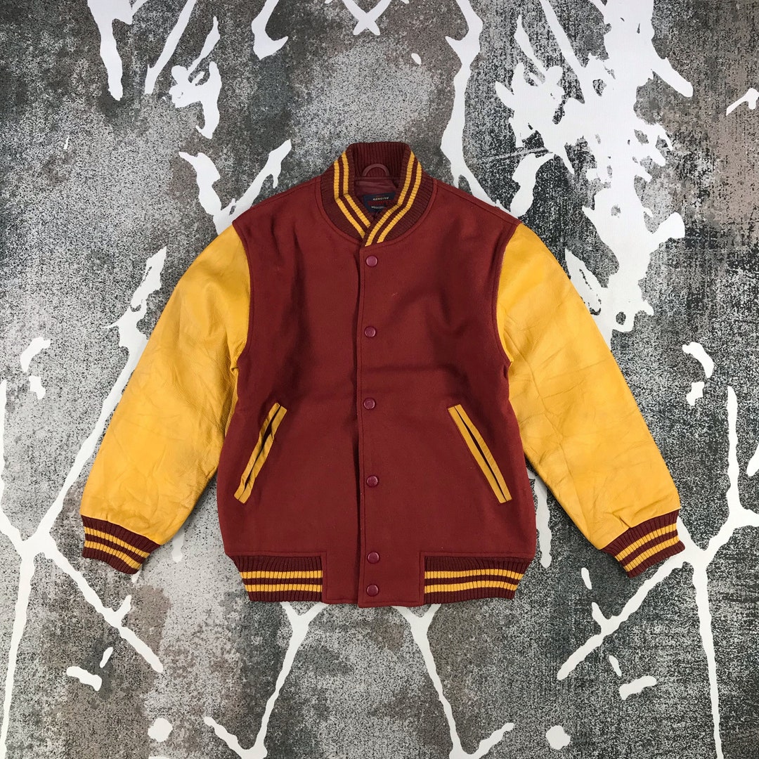 Vintage 90 Edwin Varsity Jacket Letterman Jacket Wool Leather - Etsy