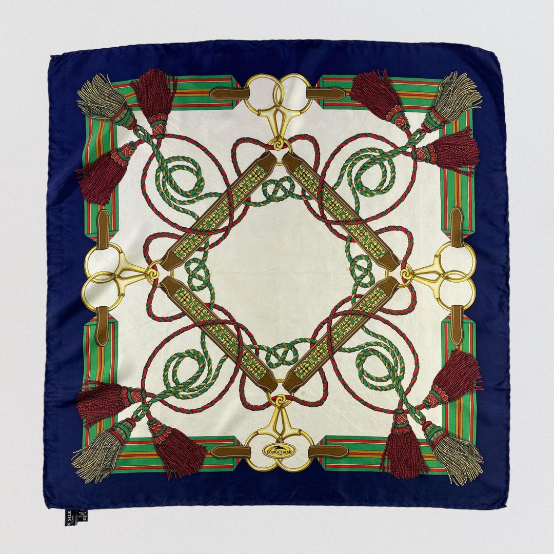 Vintage Longchamp Silk Scarf, Longchamp Twill Silk Scarf, Longchamp ...