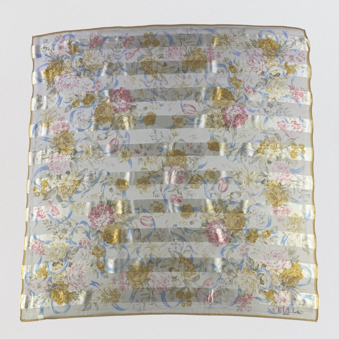 Vintage Elle Paris Scarf, 90s Floral Scarf, Square Scarf, Women ...