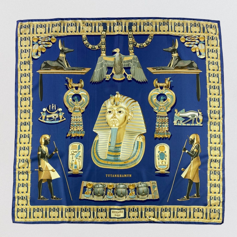Vintage Hermes Egyptian Pharaoh Tutankhamun Silk Scarf by Vladamir ...
