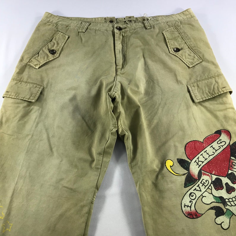Vintage Ed Hardy Baggy Cargo Pants Printed Pants Streetwear Pants Wide ...
