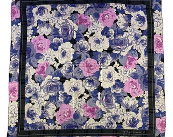 Vintage Silk Scarf, Classic 90s Floral Scarf, Square Scarf, Women Carre ...