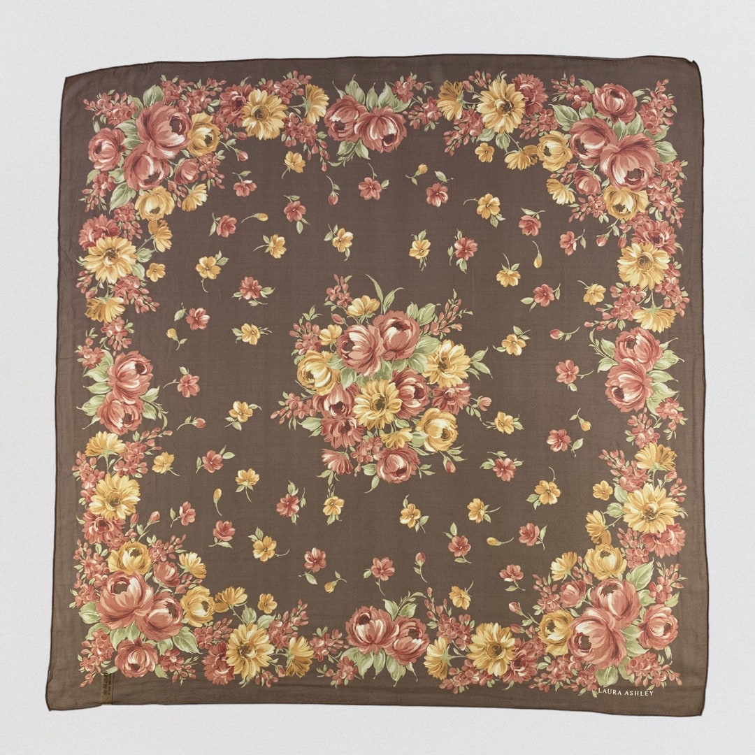 Vintage Laura Ashley Silk Scarf, 90s Floral Scarf, Square Scarf, Women ...