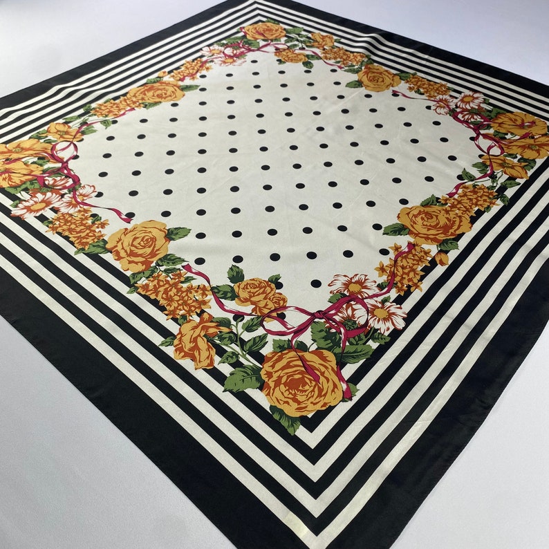 Vintage Japanese Silk Scarf, 90s Floral Scarf, Square Scarf ...