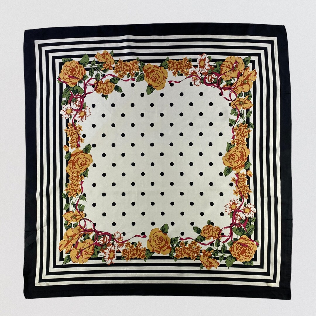 Vintage Japanese Silk Scarf, 90s Floral Scarf, Square Scarf ...