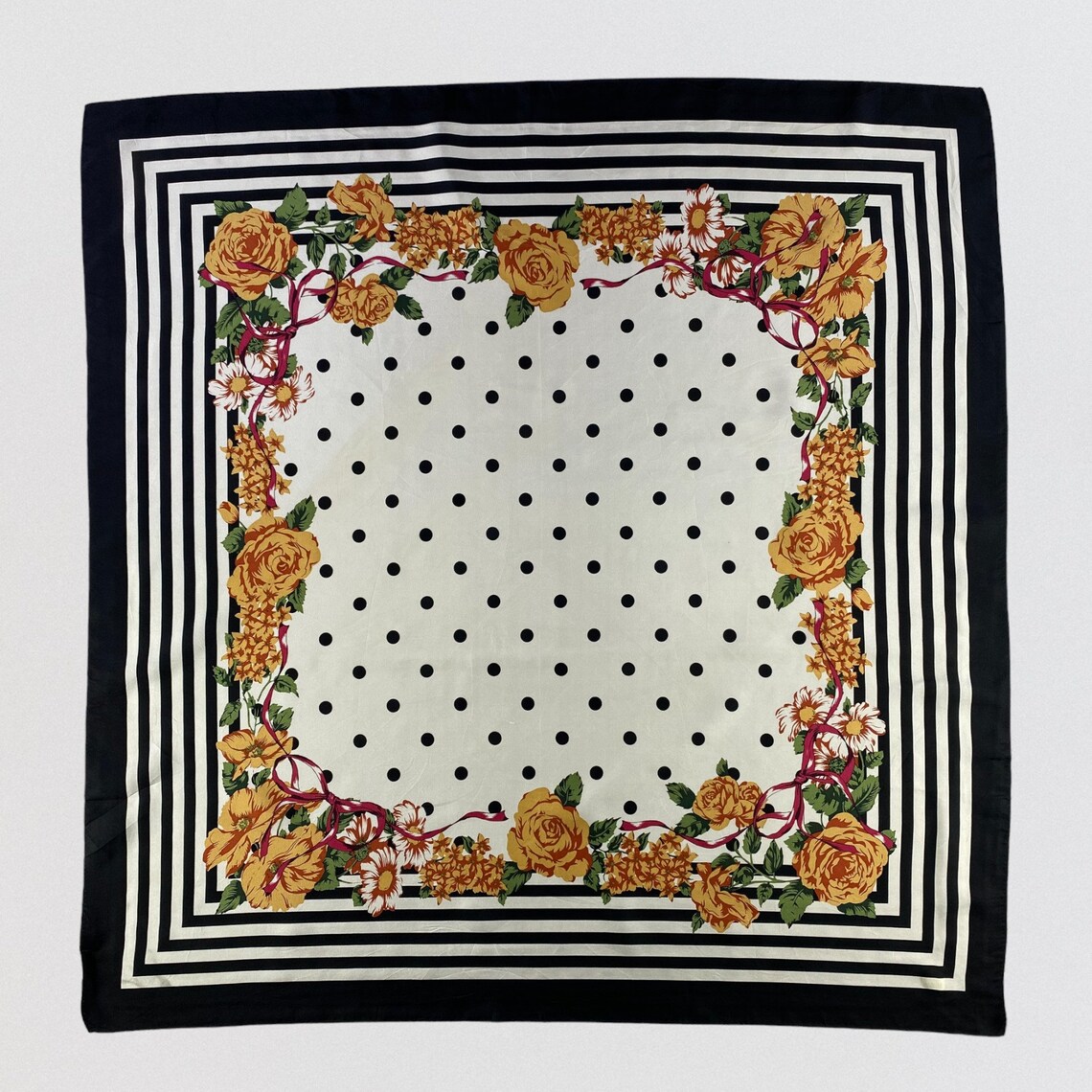 Vintage Japanese Silk Scarf, 90s Floral Scarf, Square Scarf ...