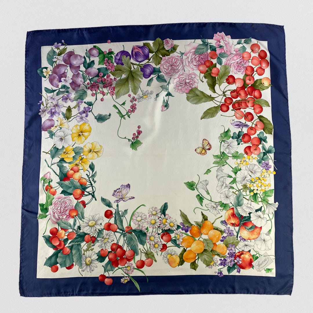 Vintage Gucci Silk Scarf Gucci Silk Muffler Gucci Neck Scarf Gucci ...
