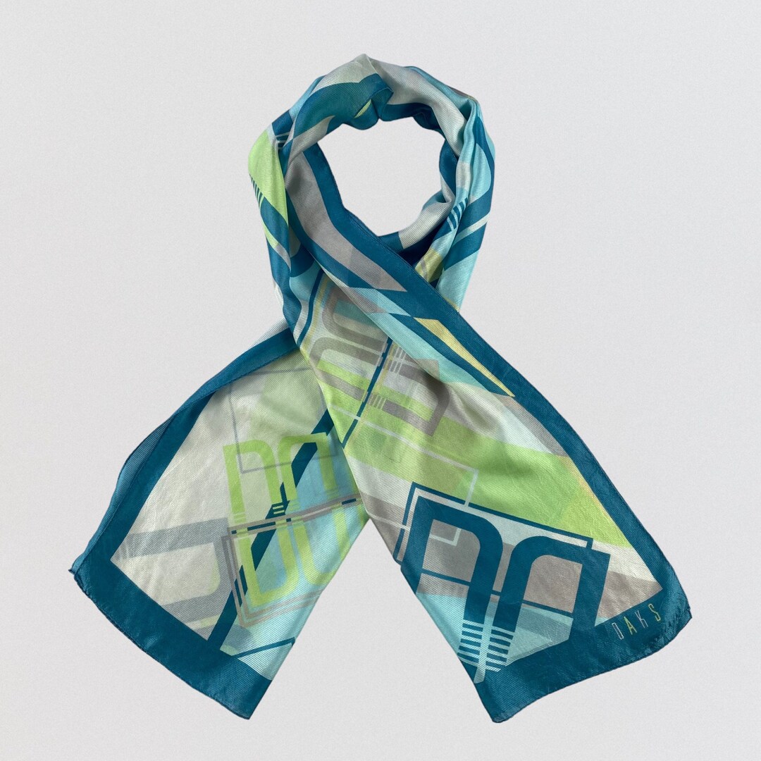 Vintage Daks Silk Scarf, Twill Scarf, Vintage Muffler, Multicolor Scarf ...