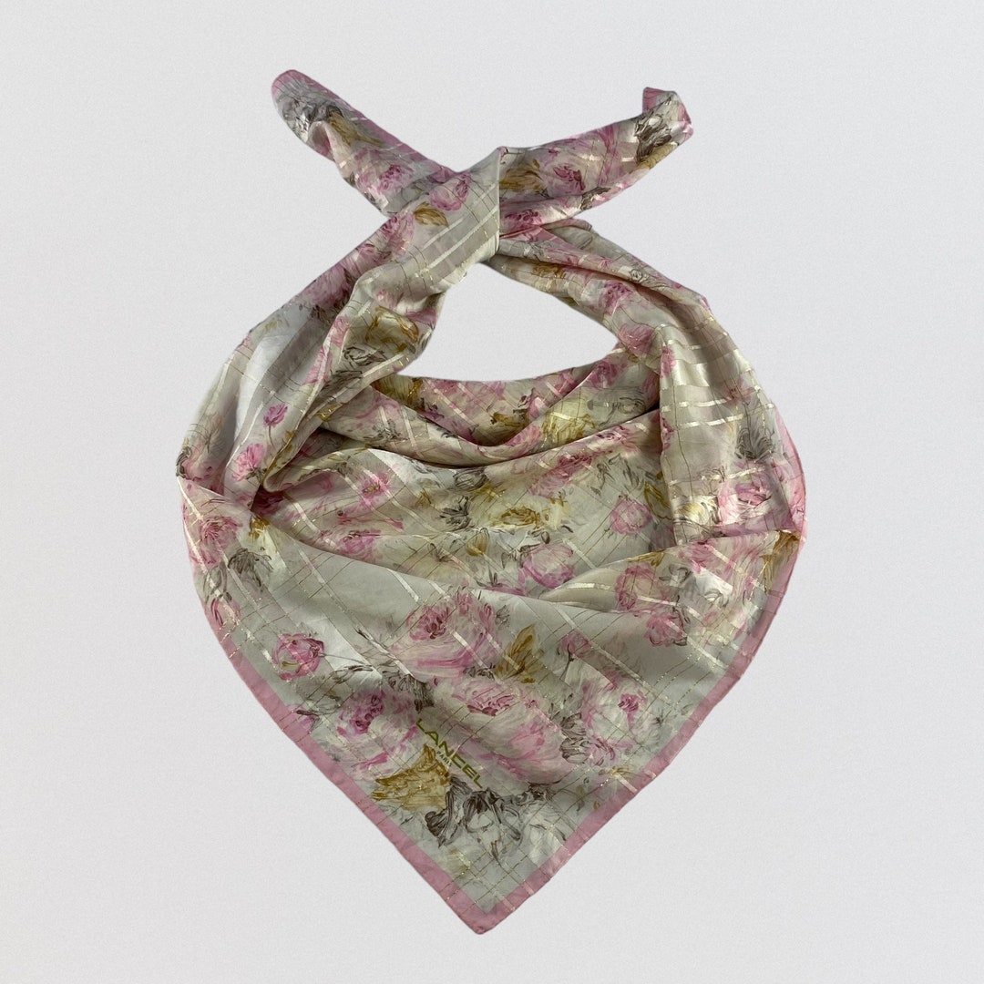 Vintage Lancel Silk Scarf, 90s Floral Scarf, Square Scarf, Women ...