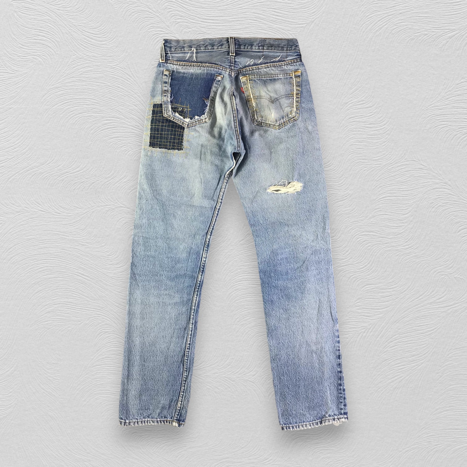 Vintage Levis 501 Jeans Levis Patchwork Jeans Levi's 501 Jeans Faded Blue Jeans Distressed Denim ...
