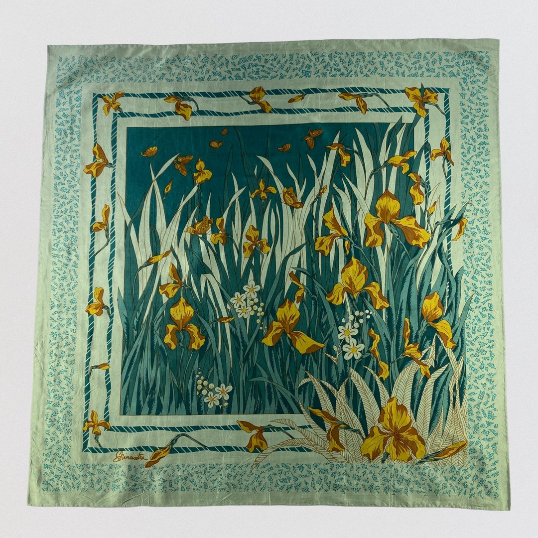 Vintage Silk Scarf, Classic 90s Floral Scarf, Square Scarf, Women Carre ...