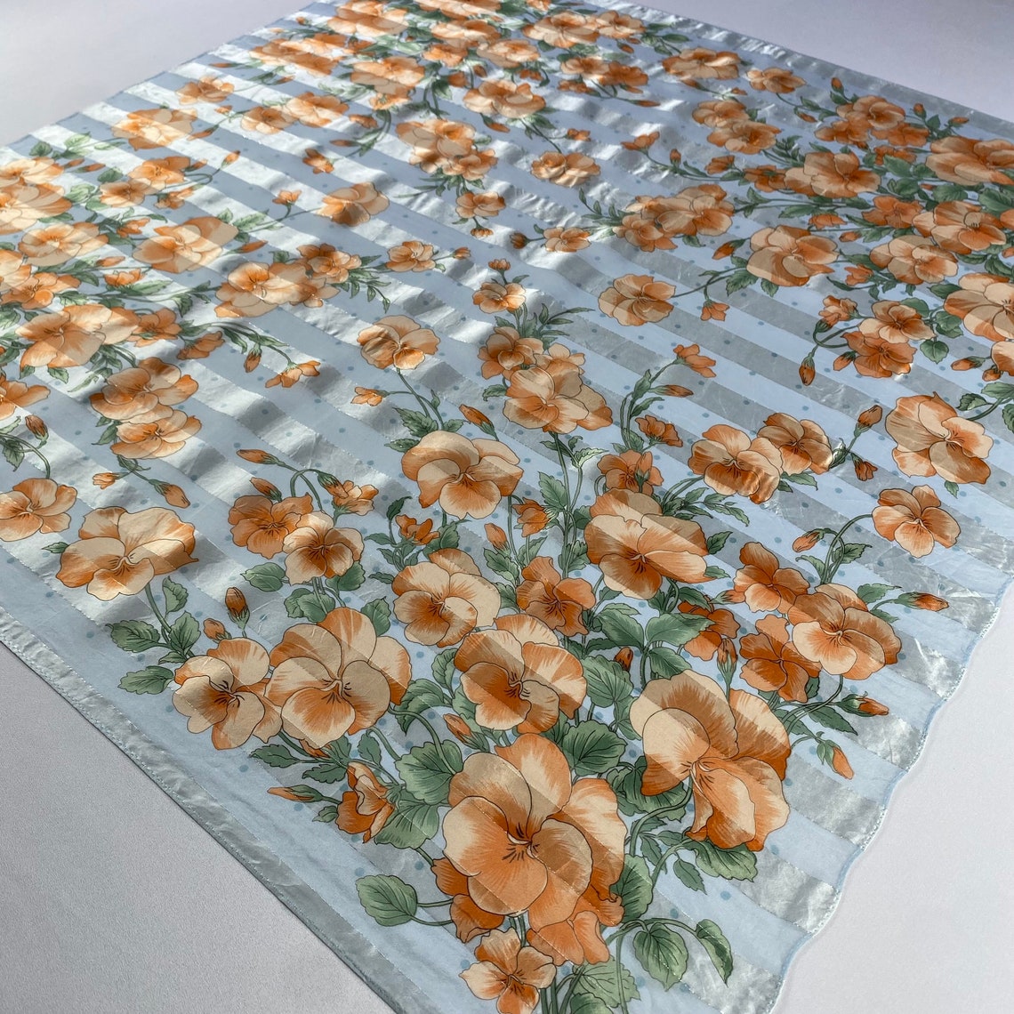 Vintage Silk Scarf, Classic 90s Floral Scarf, Square Scarf, Women Carre ...