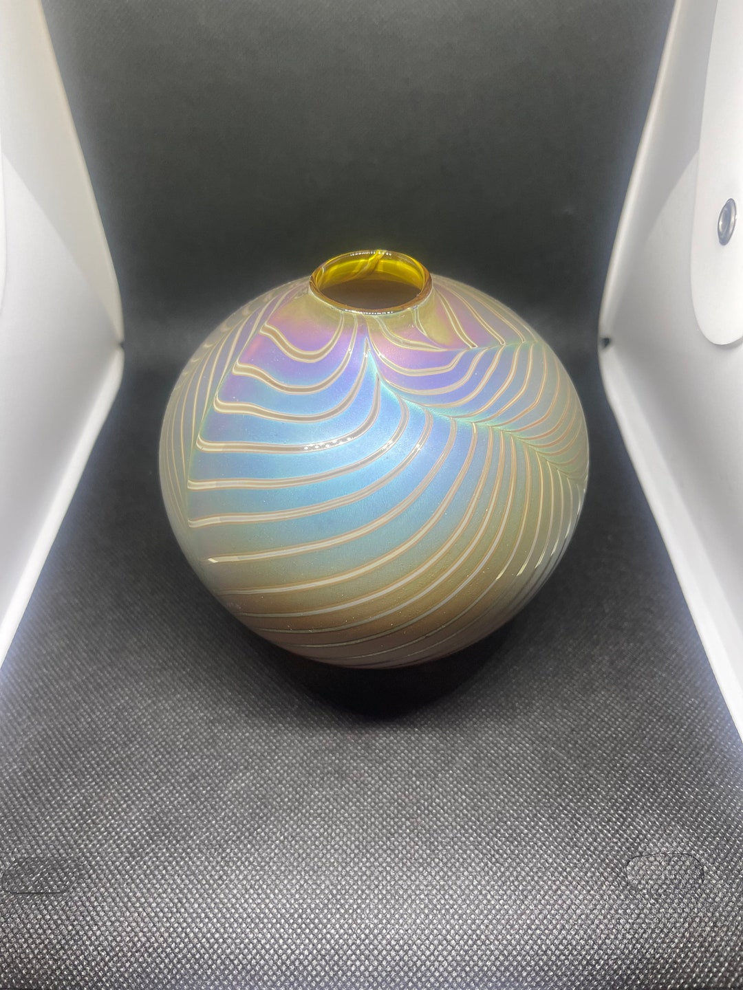 Craig Zweifel Studio Iridescent Art Glass Vase 1990 - Etsy