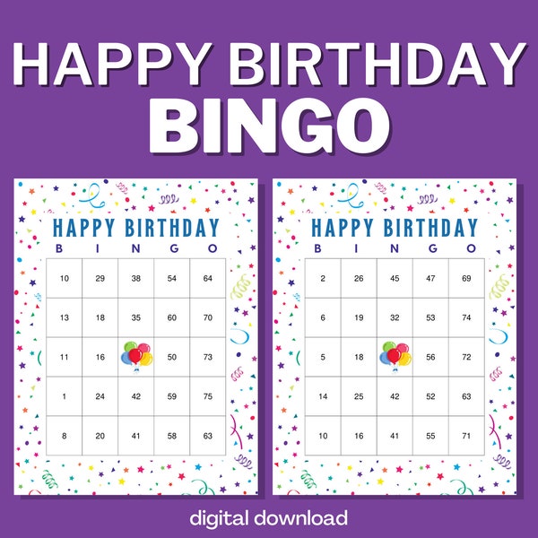 Happy Birthday Bingo Cards - Etsy