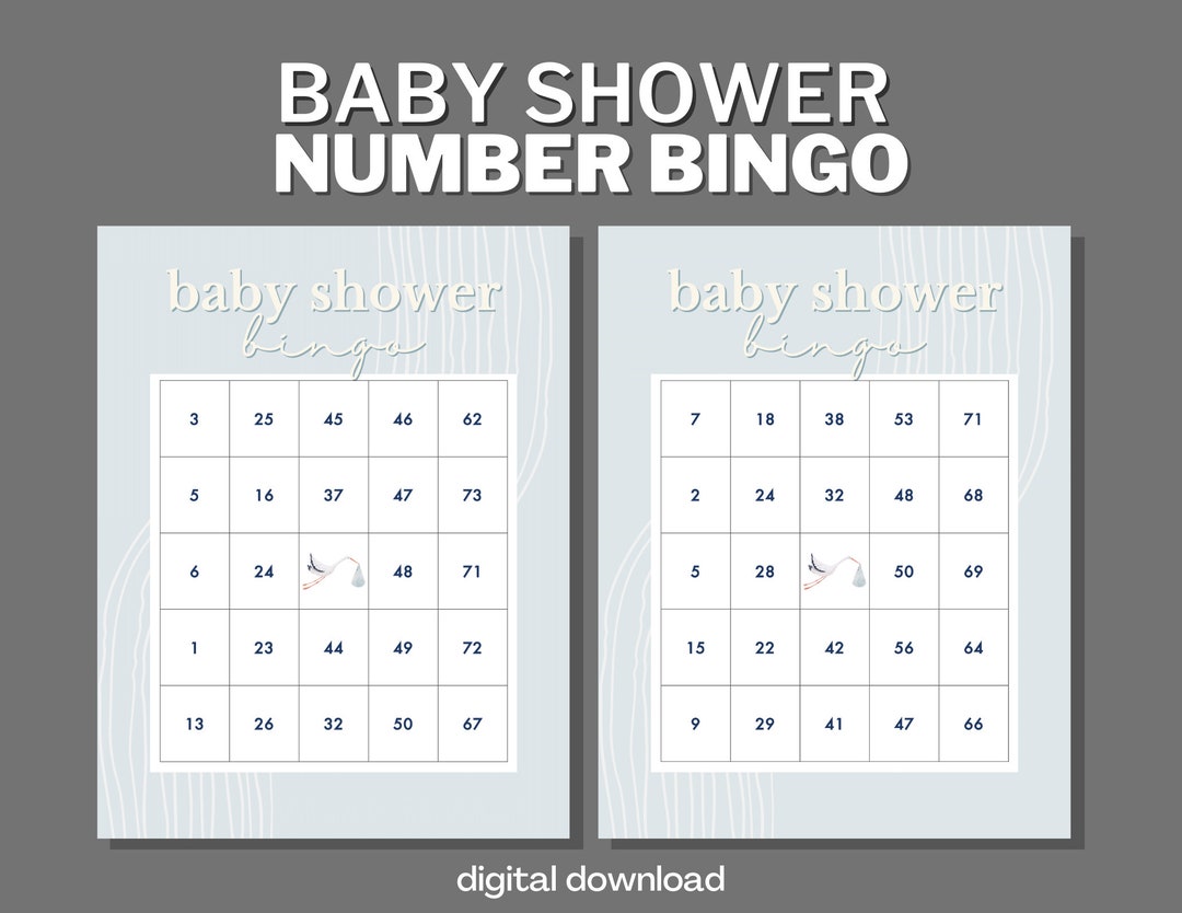 Baby Shower Bingo With Numbers - Boy Blue Wave - 100 Unique Cards ...