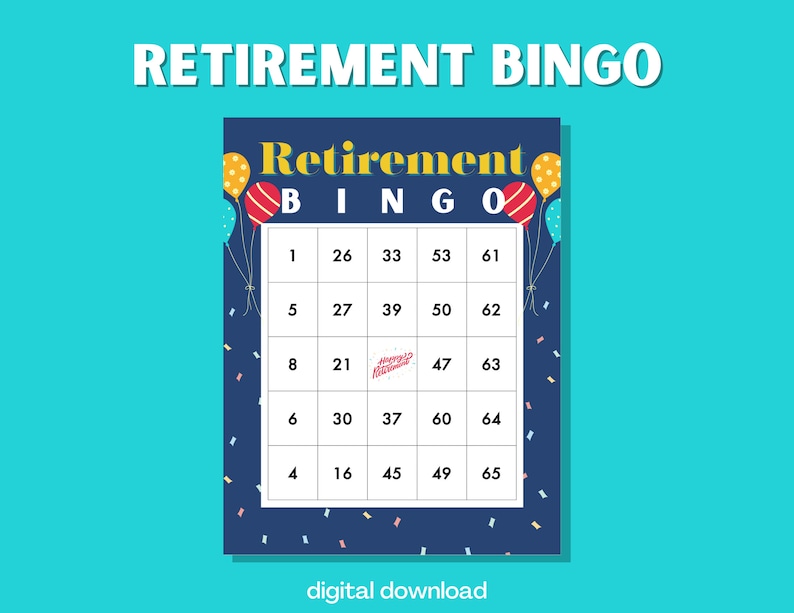 Retirement Party Bingo With Numbers | 100 Digital Cards | Celebratory ...