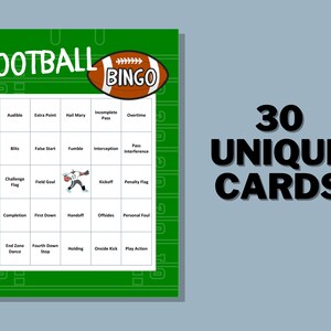 Football Bingo | Football Watch Party | 30 Unique Cards | Digital ...