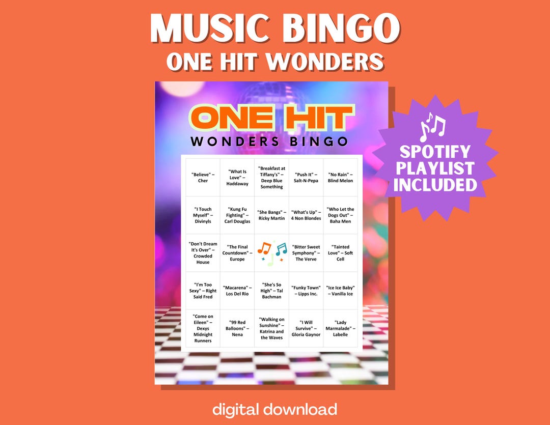 One Hit Wonders Bingo – 30 Cards Featuring Iconic One-hit Songs - Etsy