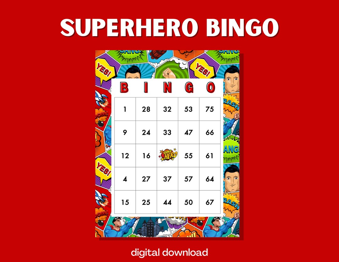 Superhero Bingo Game | 100 Digital Cards | Heroic Theme | Instant ...