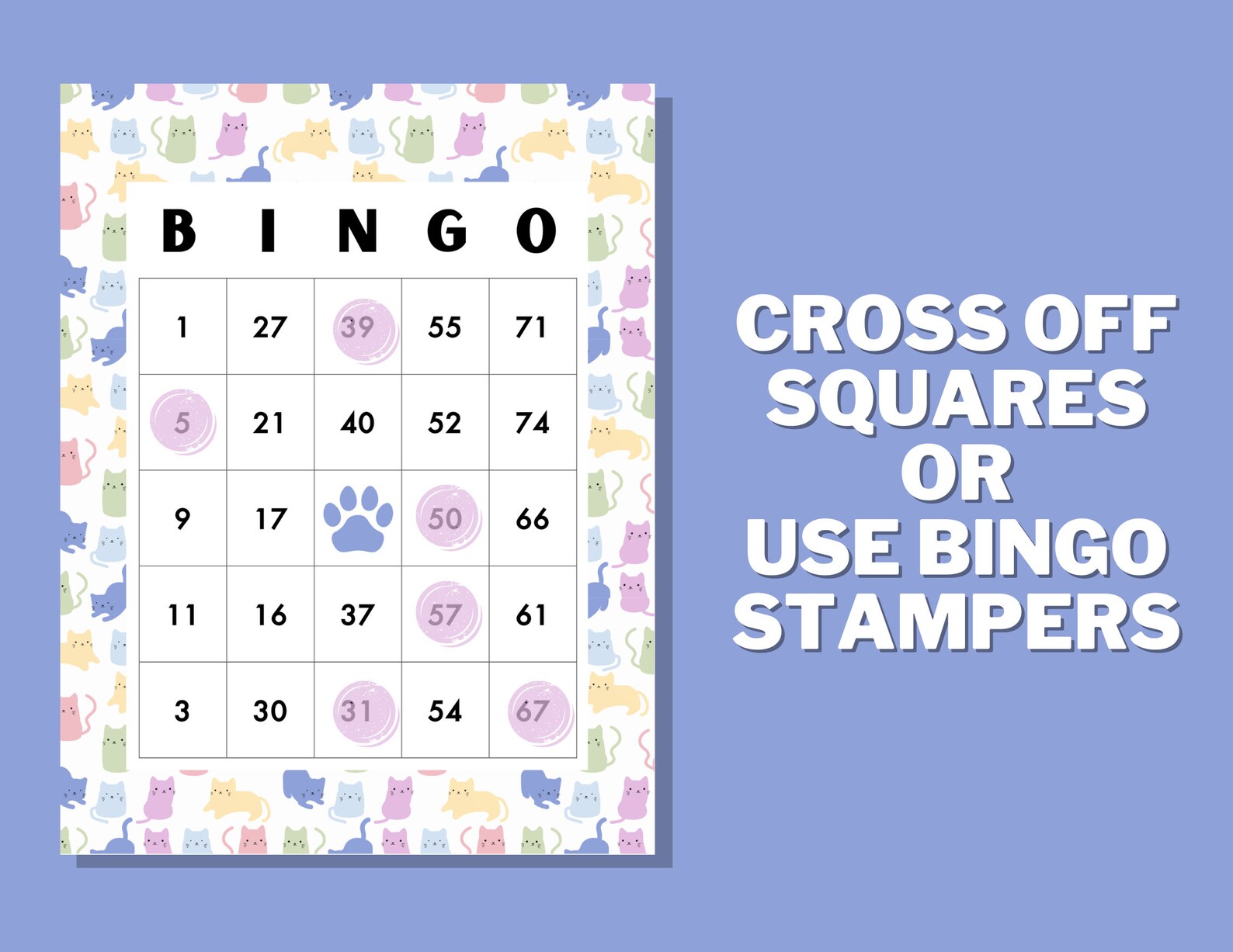 Purr-fect Cat Bingo | 100 Unique Cards With Adorable Cat Illustrations ...