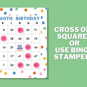 60th Birthday Bingo Game With Numbers | 100 Cards | Digital Download - Etsy