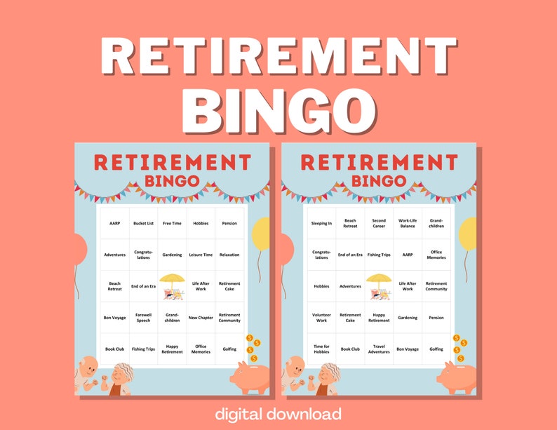Retirement Party Bingo Game With Words - Retirement Party Activity - 30 ...