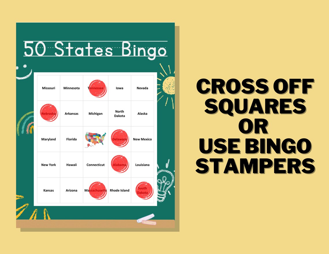 50 States Bingo Game Great for Teachers & Geography Lovers up to 30 ...