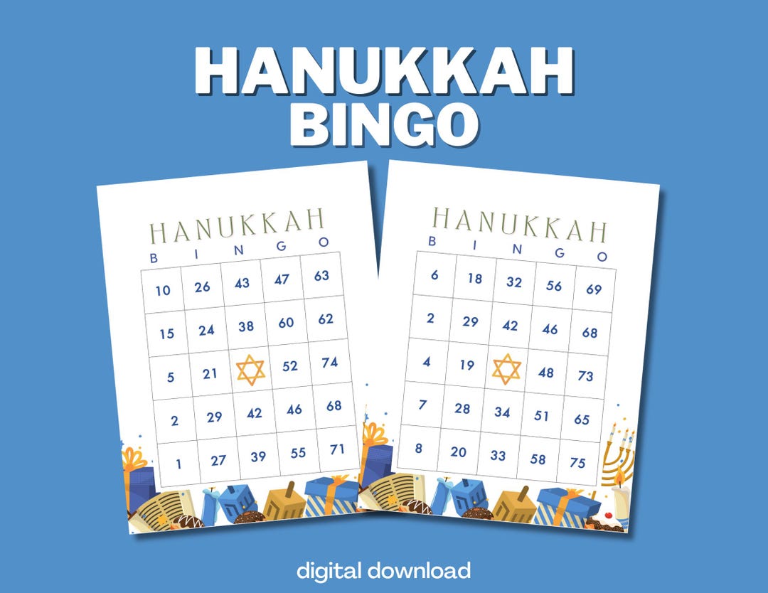 Hanukkah Bingo With Numbers - 100 Unique Cards - Star Design - Digital ...
