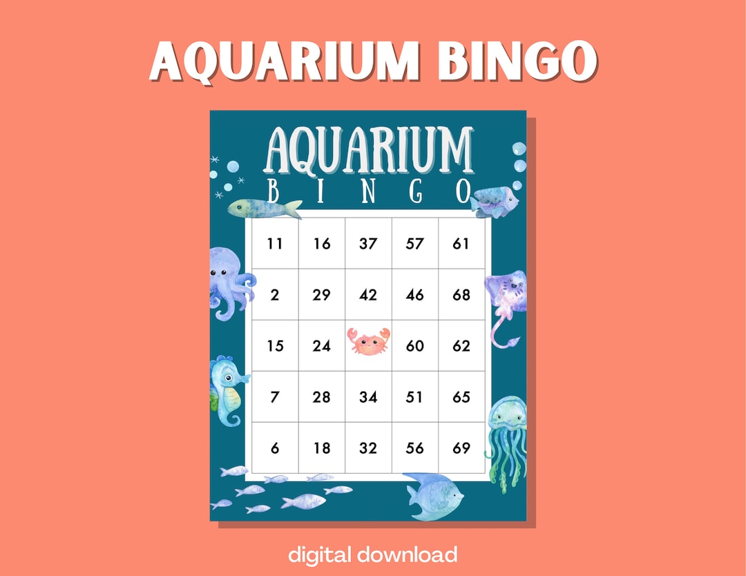 Aquarium Bingo | 100 Unique Ocean-inspired Cards | Splashy Bingo Fun ...